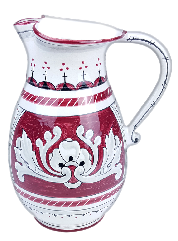 Deruta Pottery Pitcher '600 Red Background