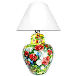 Pottery Lamp | Black Deruta Lamp Handpainted