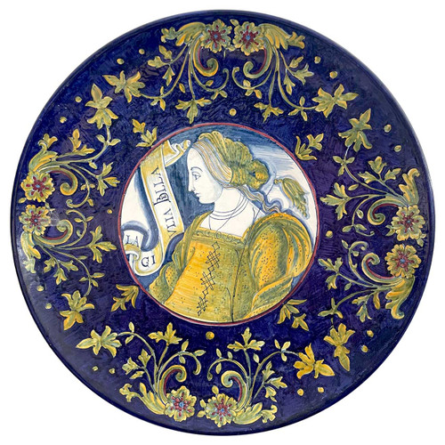 Italian Ceramic Wall Plate Blue Background