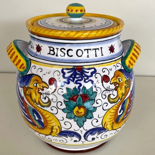 Italian Ceramic Cookie Jar – Raffaellesco Design | Mod Deruta