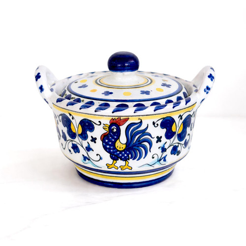 Italian Pottery Cheese Holder – Galletto Blue | Deruta Ceramics