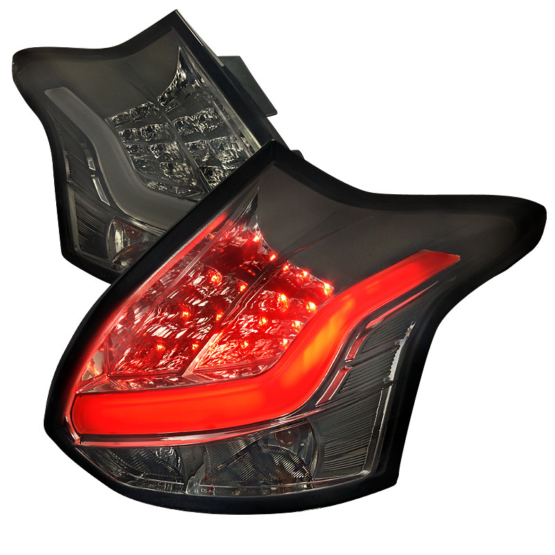 2012-2014 Ford Focus Hatchback LED Tail Lights (Chrome Housing/Smoked ...