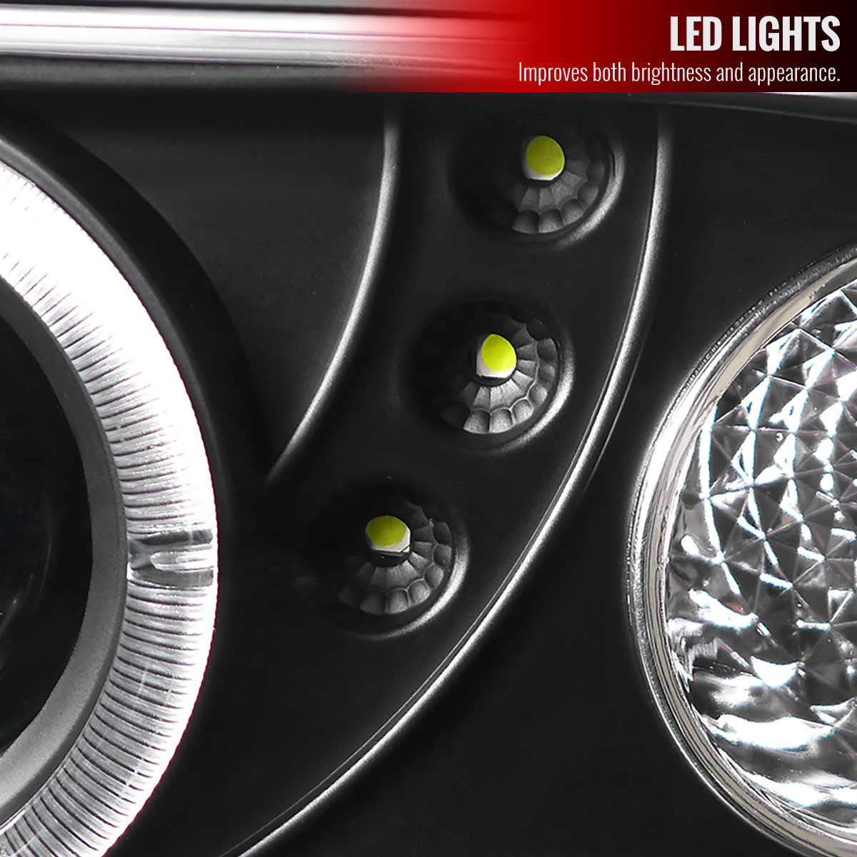 1998-2004 Chevrolet S10 Dual Halo Projector Headlights (Matte Black ...