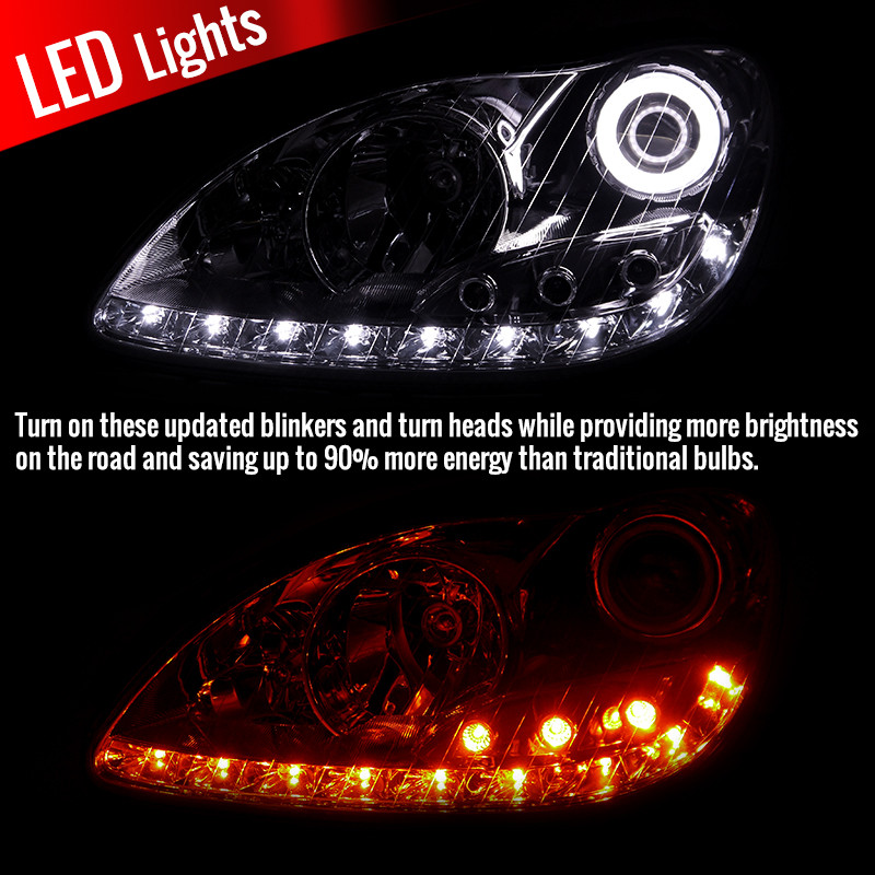 2000-2005 Mercedes Benz W220 S Class Halo Projector Headlights w/ LED ...