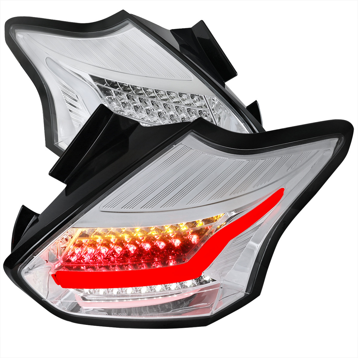 2015-2019 Ford Focus Hatchback LED Tail Lights (Chrome Housing/Clear ...