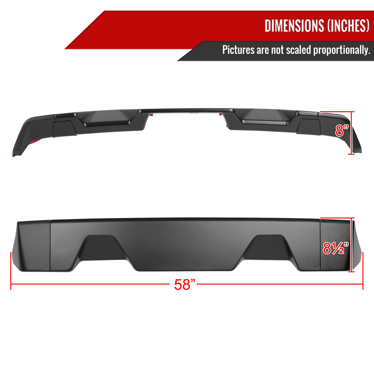 2009-2014 Ford F-150 Matte Black 3PC Rear Roof Spoiler Wing Kit - Spec ...