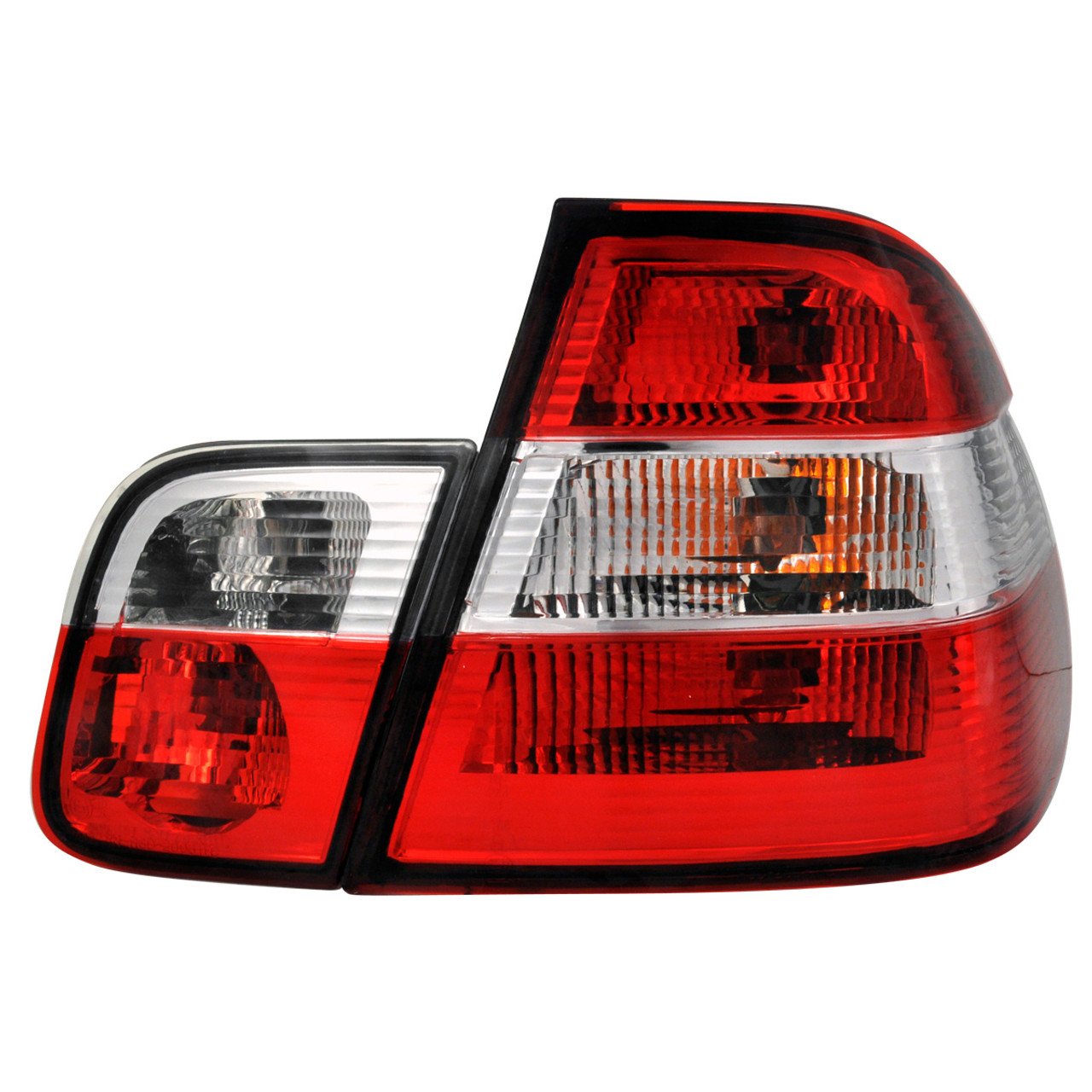 1999 2001 BMW E46 3 Series Sedan Tail Lights Chrome Housing Red Clear Lens Spec D Tuning
