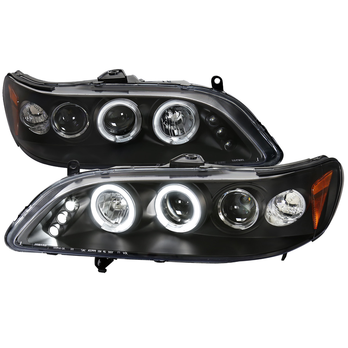 1998-2002 Honda Accord Dual Halo Projector Headlights (Matte Black ...