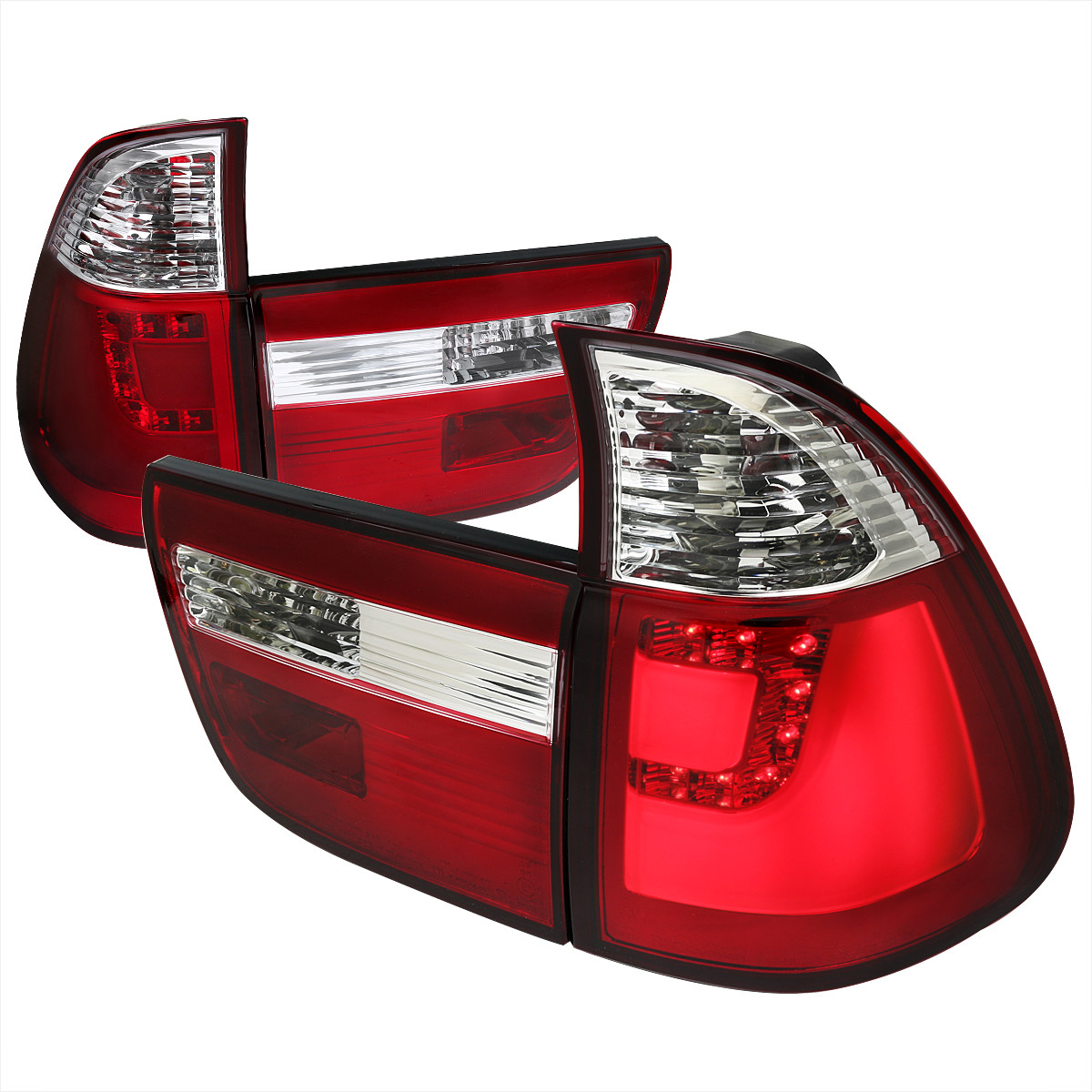 2000-2006 BMW E53 X5 LED Tail Lights (Chrome Housing/Red Lens) - Spec-D ...