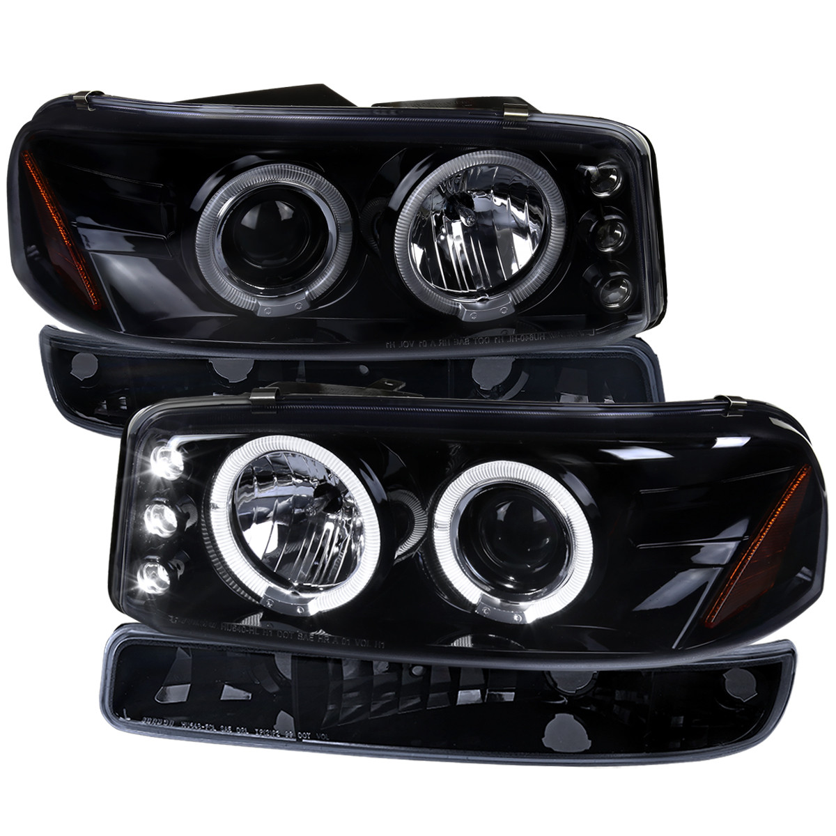 1999-2006 GMC Sierra/Yukon XL/SLT Dual Halo Projector Headlights ...
