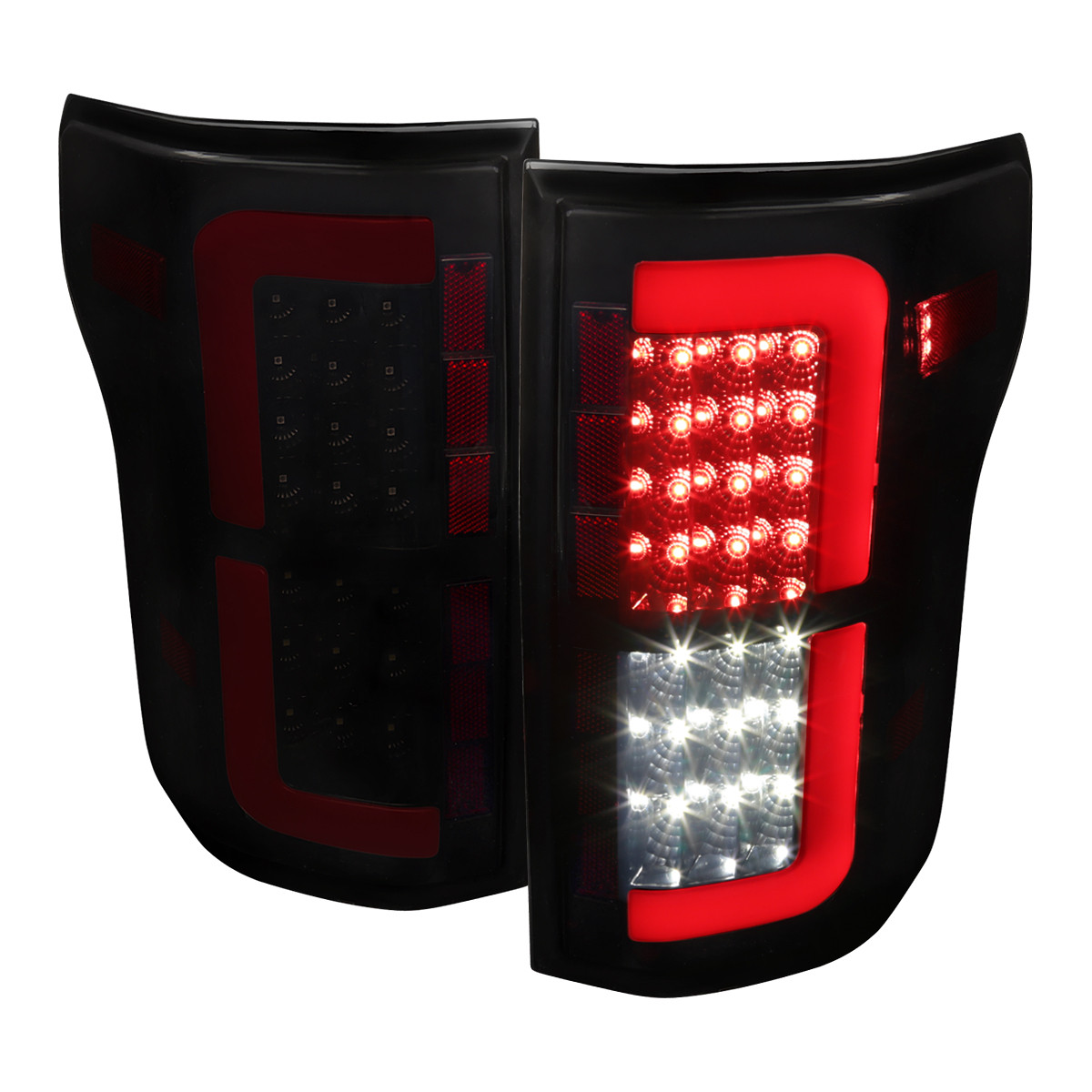 2015-2020 Ford F-150 Red LED Bar Tail Light Assembly (Glossy Black ...