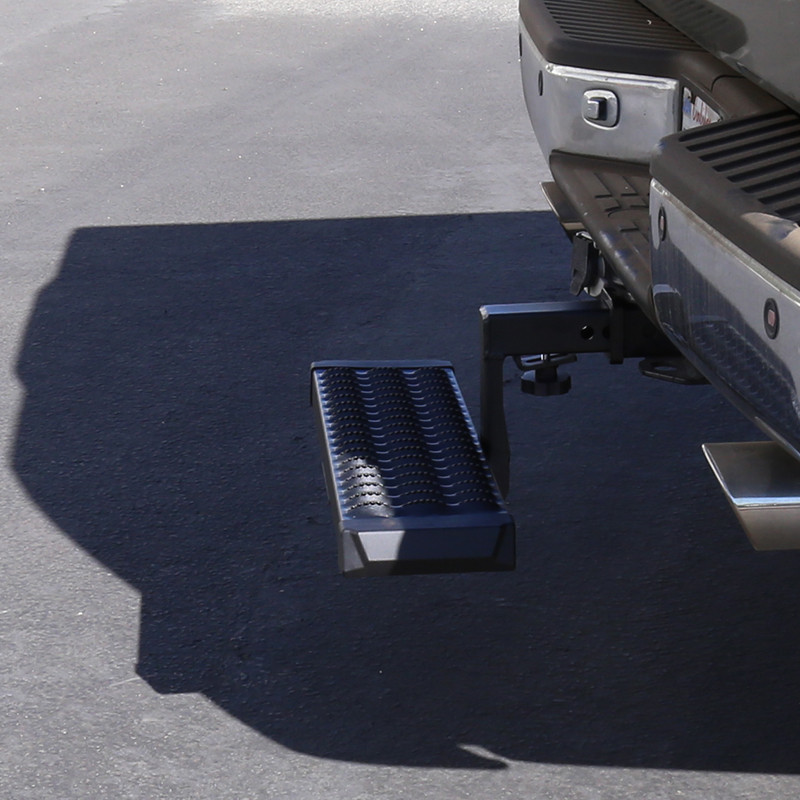 Universal Black Aluminum Hitch Mounted 6" Drop Rear Bumper Step ...