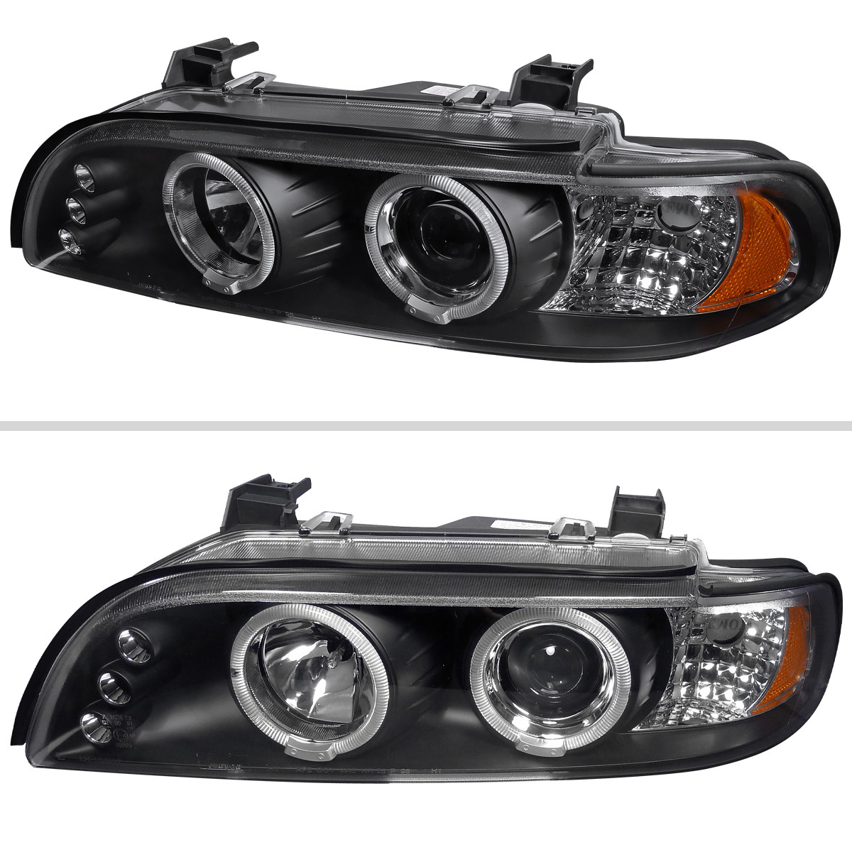 1996-2003 BMW E39 5 Series Dual Halo Projector Headlights (Matte Black ...