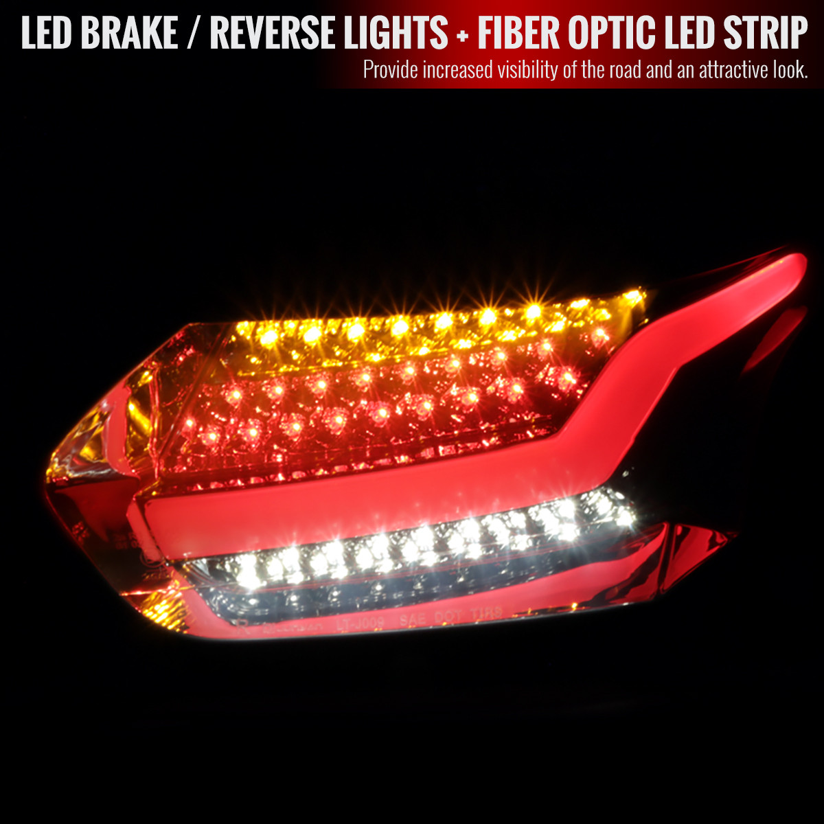 2015-2019 Ford Focus Hatchback LED Tail Lights (Chrome Housing/Smoked ...