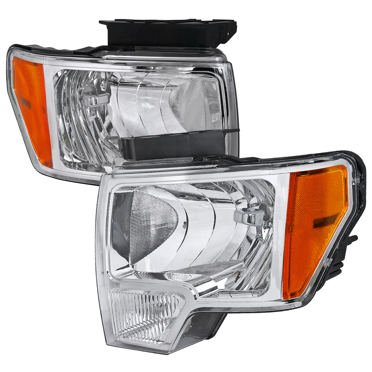 2009-2014 Ford F-150 Factory Style Crystal Headlights w/ Amber ...