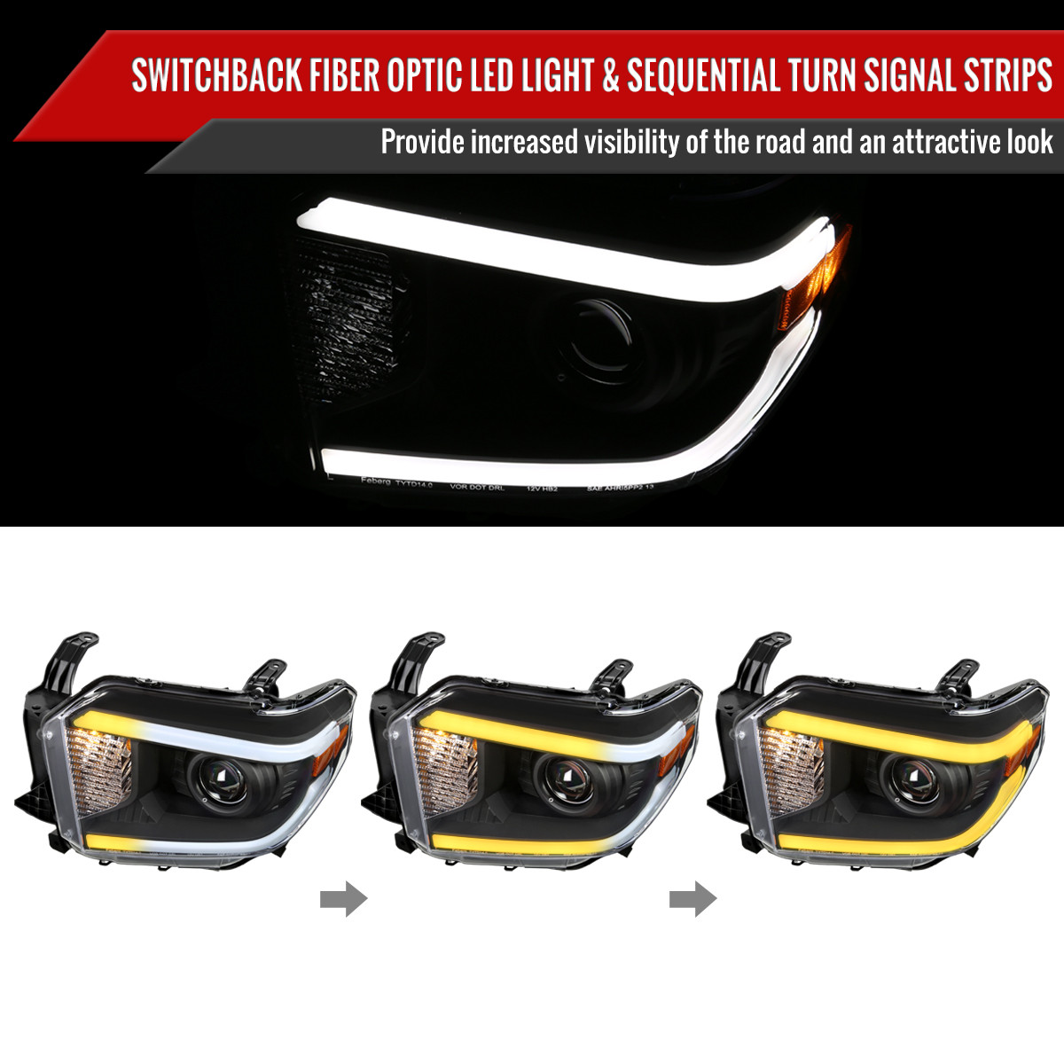 2014-2021 Toyota Tundra LED Switchback Sequential Turn Signal LED Bar ...