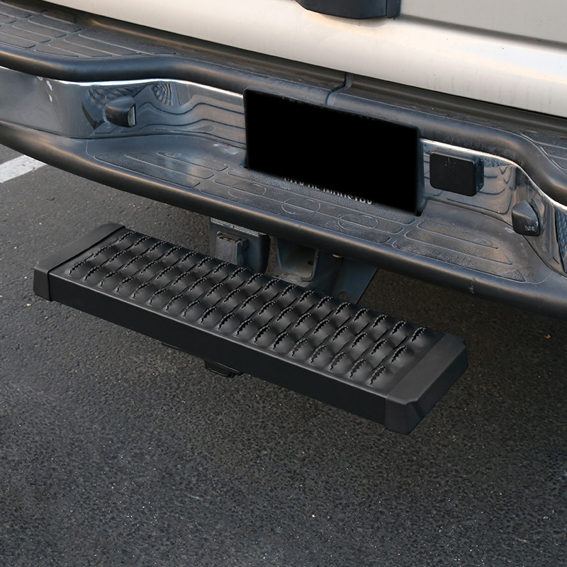 Universal Black Aluminum Hitch Mounted Rear Bumper Step & Protector For ...