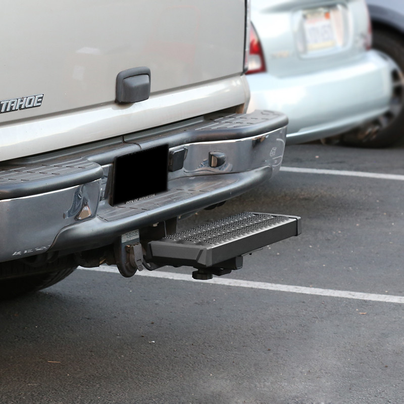 Universal Black Aluminum Hitch Mounted Rear Bumper Step & Protector For ...