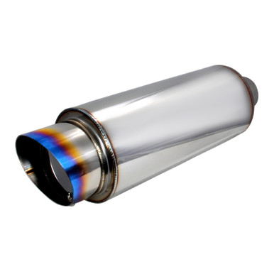 Universal 2.5" Inlet/4" Outlet Stainless Steel Muffler w/ Fireball ...