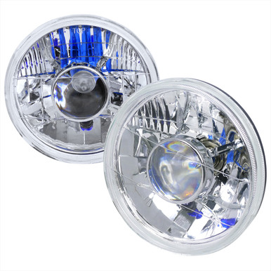 Universal 7" Round H4 Projector Headlights (Chrome Housing/Clear Lens ...
