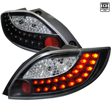 2011-2012 Mazda 2 LED Tail Lights (Matte Black/Clear Lens) - Spec-D Tuning