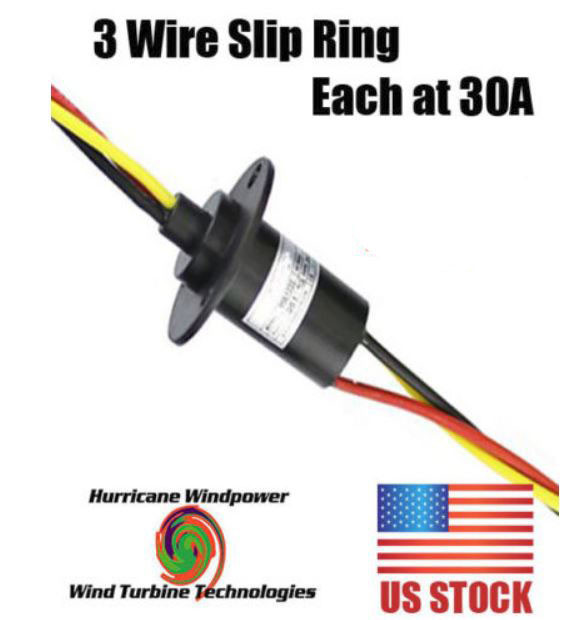 Wind Generator Slip Ring 3 Wire 30 AMP Per Conductor / Wire - Hurricane ...