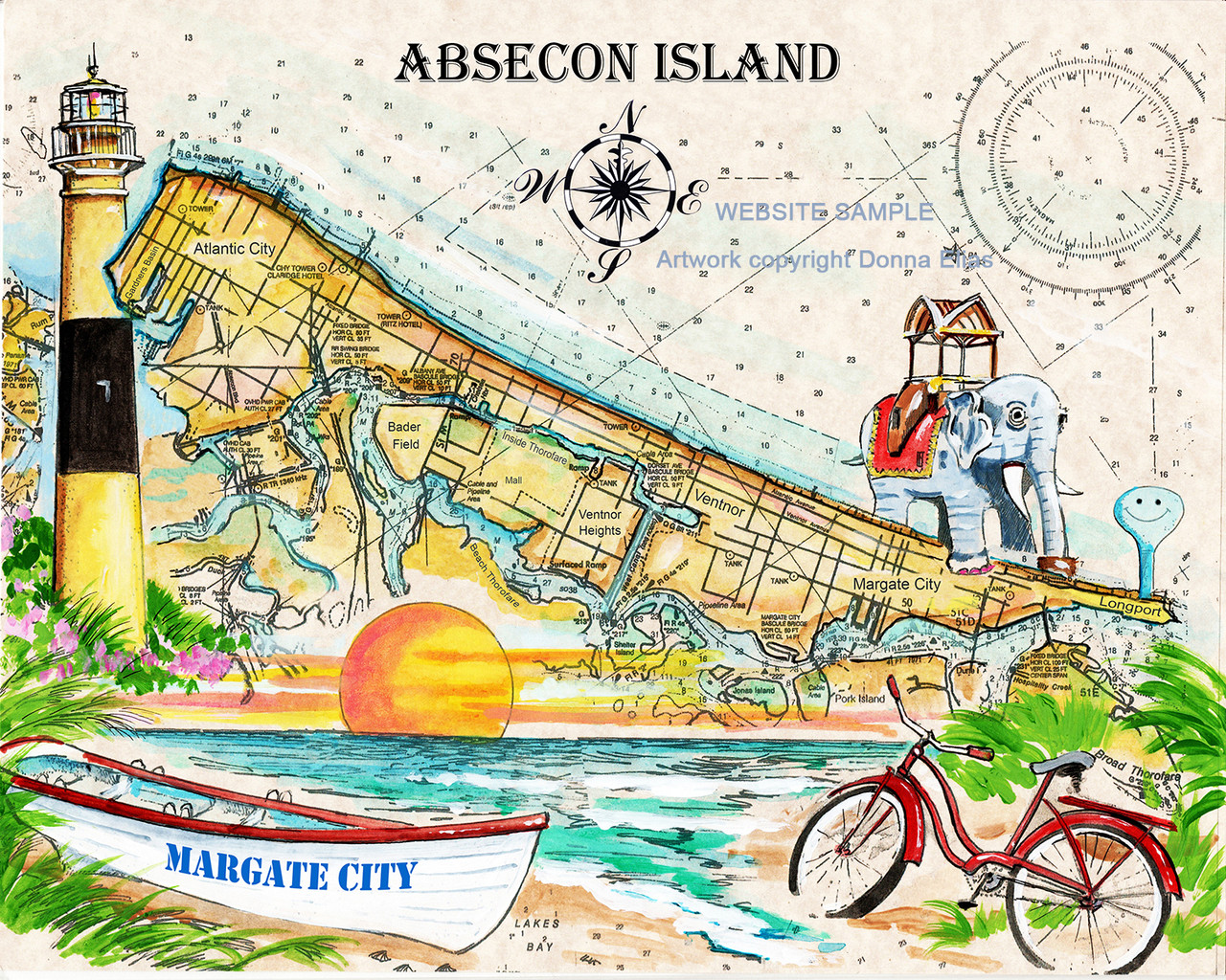 Margate, Absecon Island Sea Chart, Donna Elias