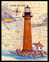Sand Island Lighthouse Sea Chart - Donna Elias Studios, LLC