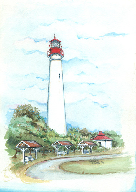 Cape May Lighthouse Maritime Watercolors Original Painting - Donna ...