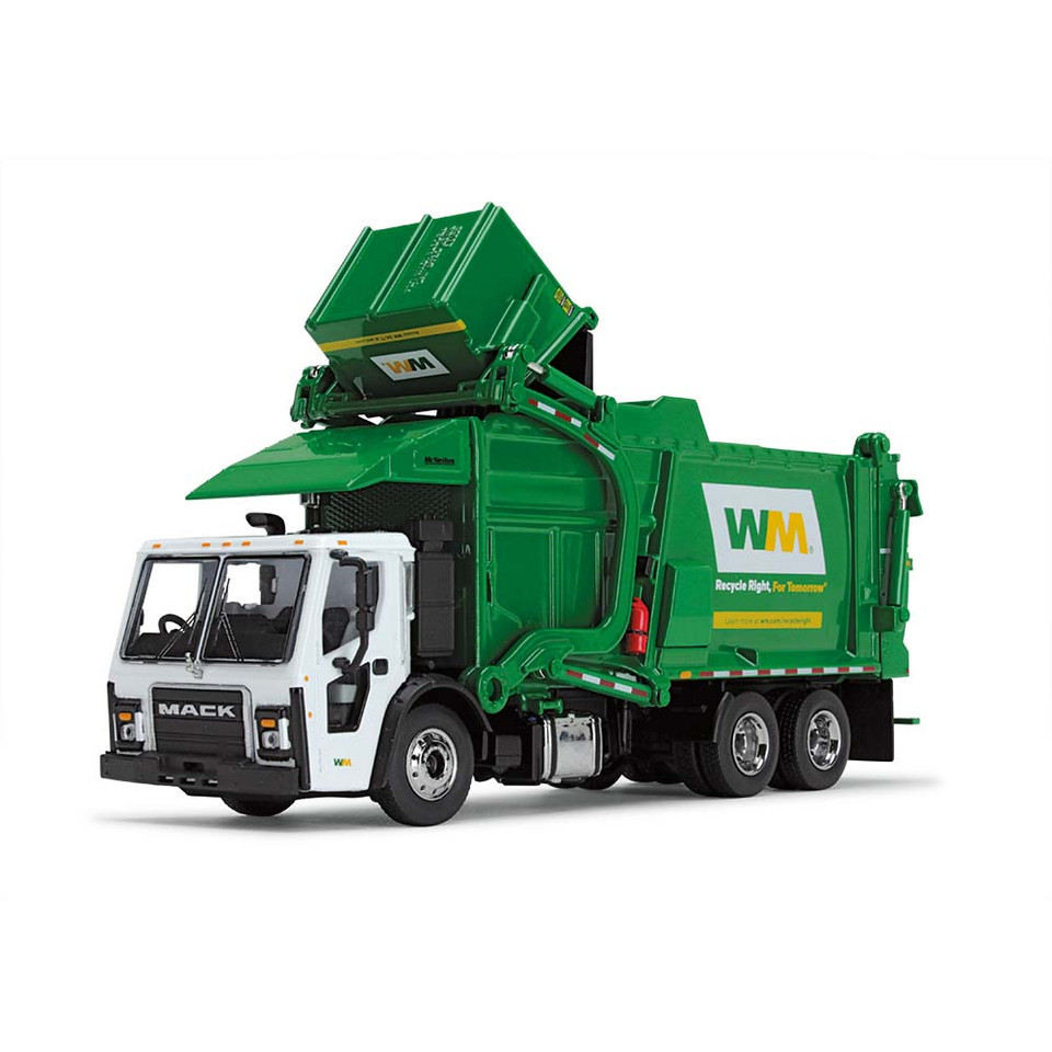 WM Mack LR with McNeilus Meridian Front Load Refuse Truck and Trash Bin