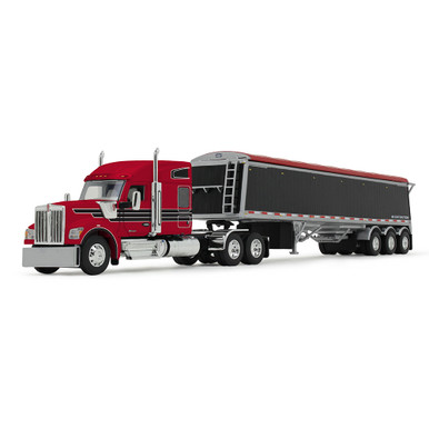 Red/Black Kenworth W990 with 76" Mid-Roof Sleeper & Lode King ...