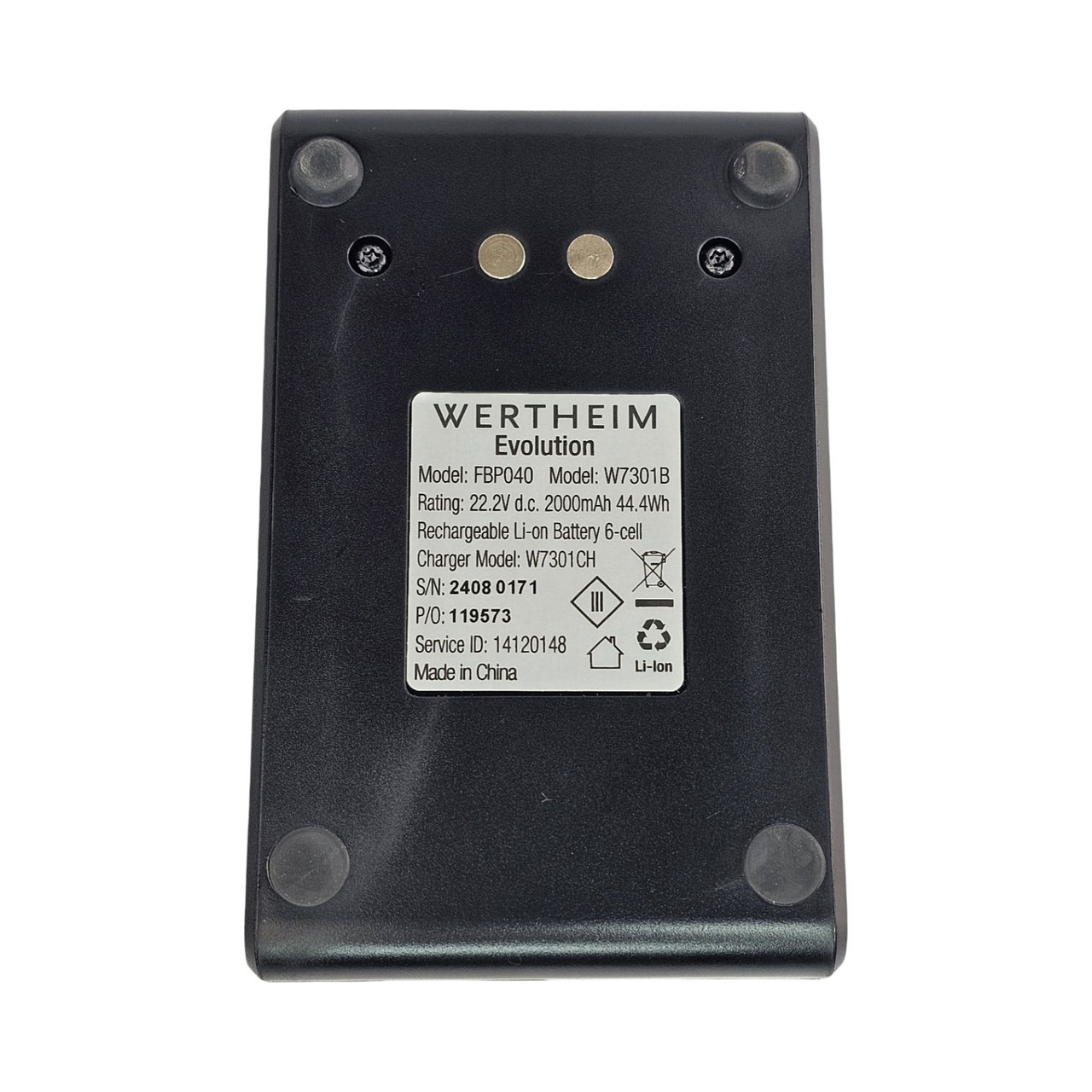 Wertheim Battery For Evolution W7301 Stick Vacuum, Genuine 22.2V ...