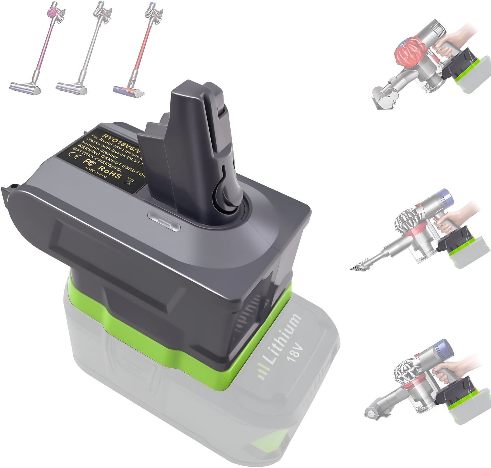 Ryobi ONE+ 18V To Dyson V6 V7 & V8 DC58 DC59 Battery Converter / Adapter