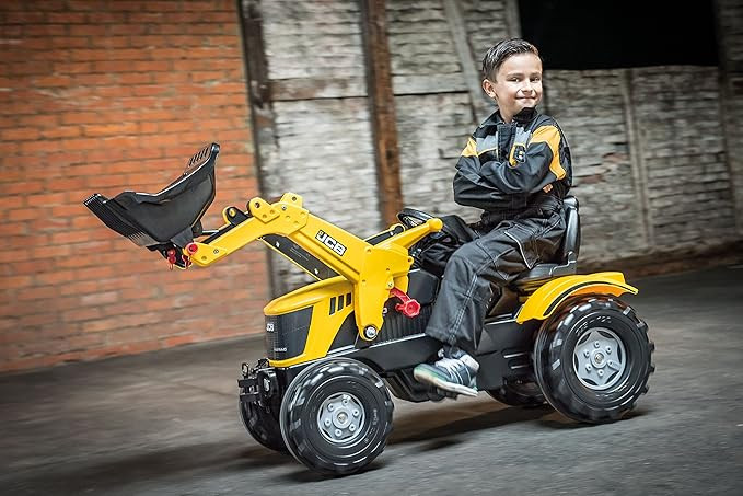 Kids Large JCB Yellow Pedal Digger with Frontloader - Kids Tractors UK