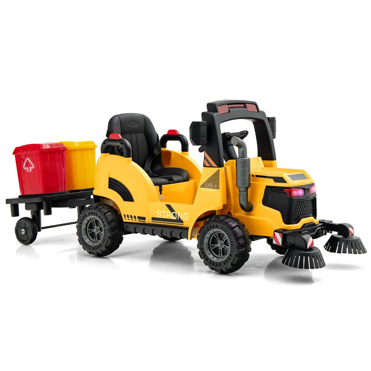 Kids Battery Powered Ride-in Road Sweeper Truck & Remote Control - Kids ...