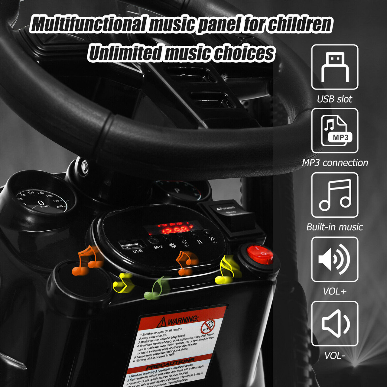 Kids White 12 Volt Large Big Wheel Tractor & Trailer & Remote Control ...