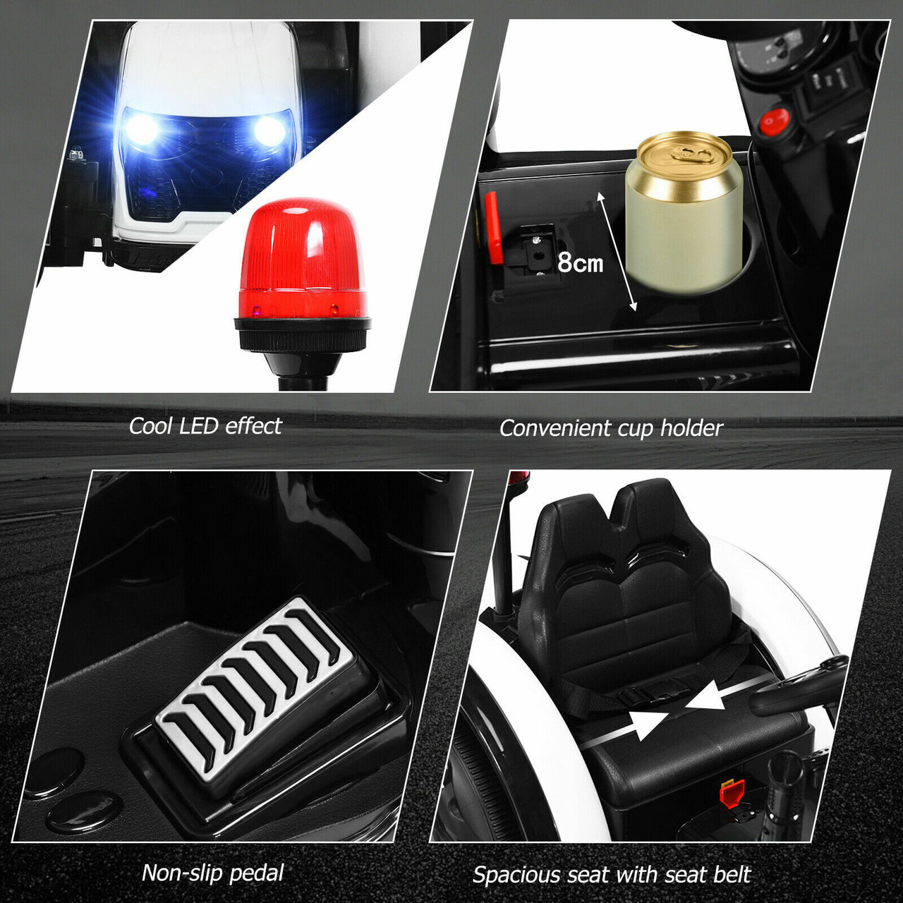 Kids White 12 Volt Large Big Wheel Tractor & Trailer & Remote Control ...