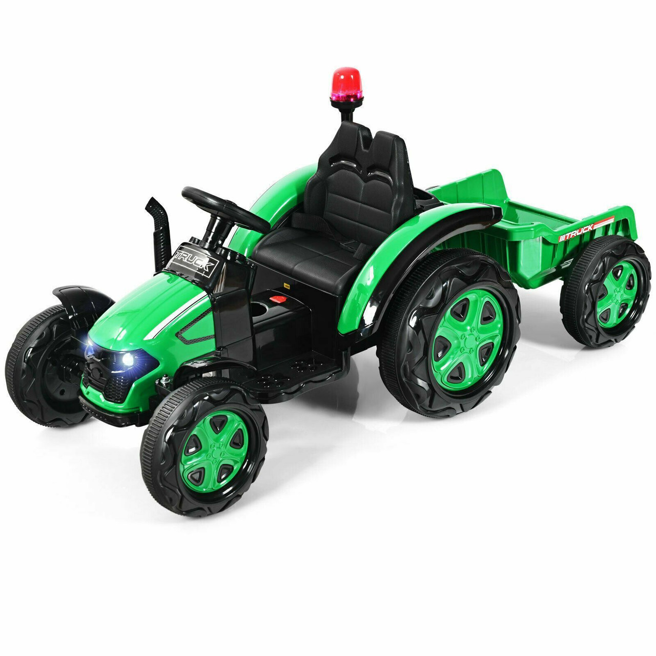Children's Green 12 Volt Big-Wheel Tractor & Trailer With Remote ...