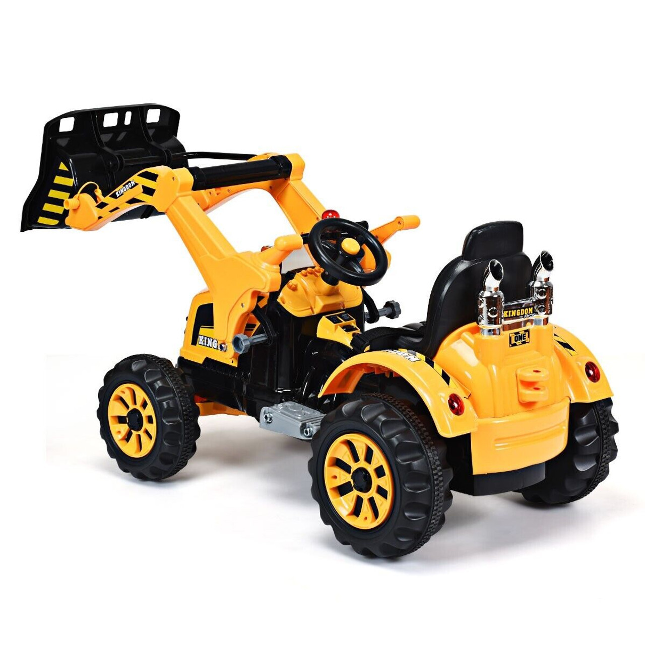 Kids Sit-on 12v Battery Excavator Digger Loader Tractor & Remote - Kids ...