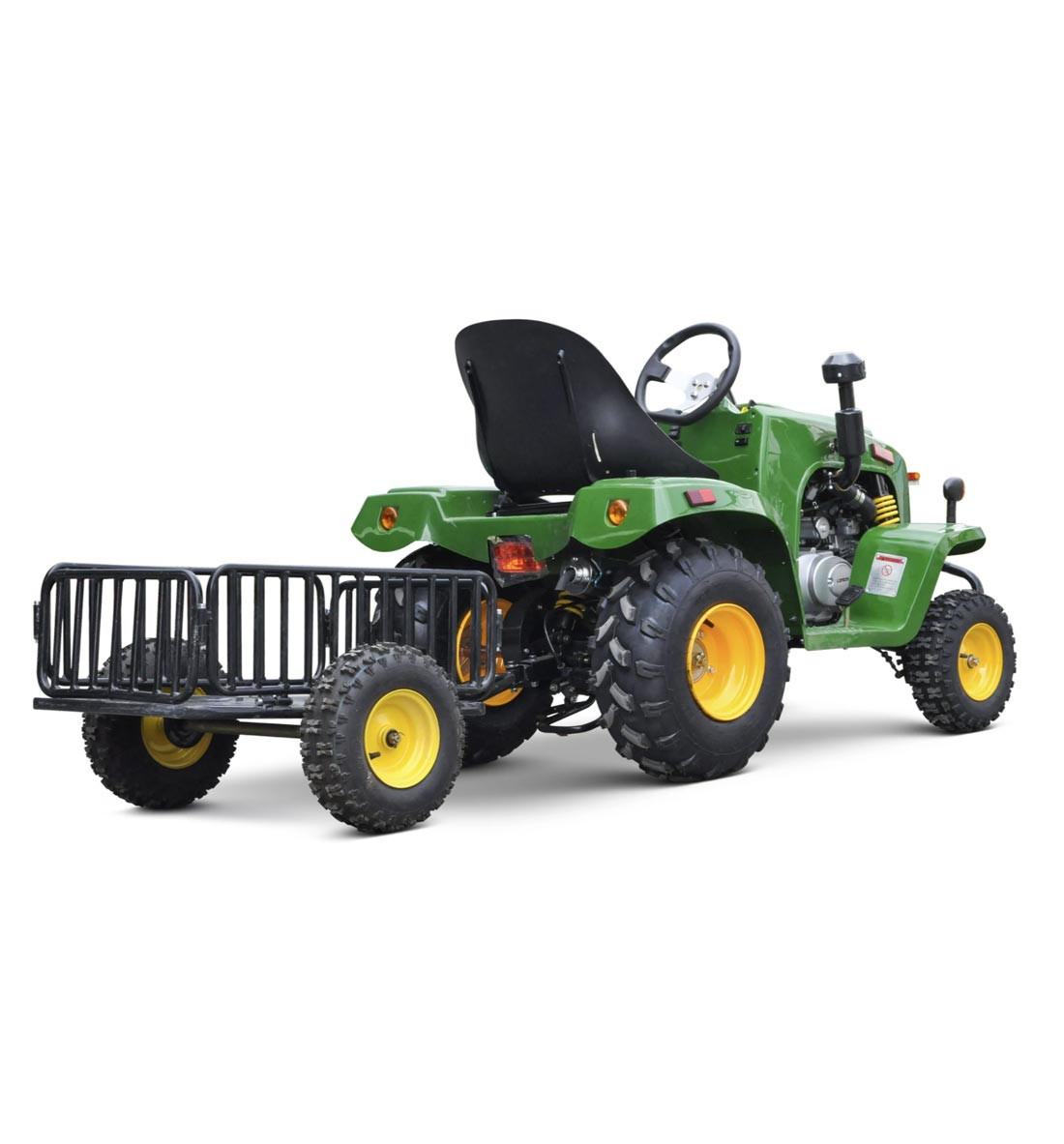 Green JD Style Kids Petrol Ride-on Tractor 4 Stroke & Trailer - Kids ...