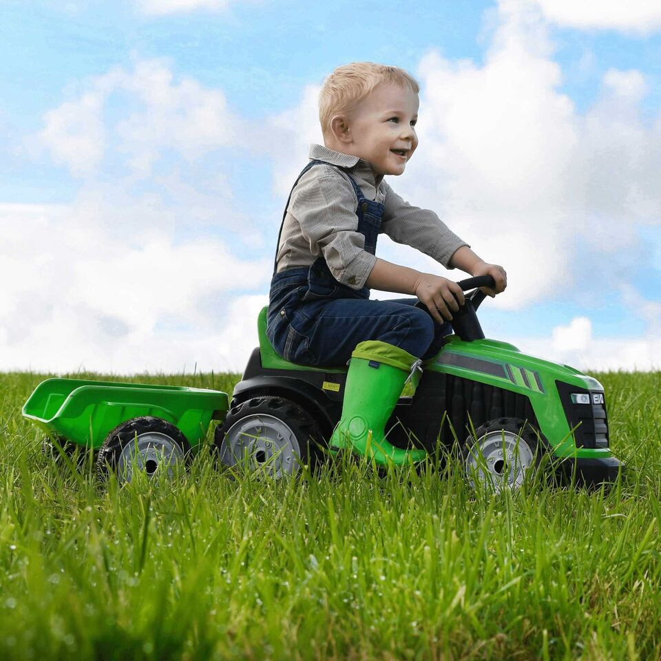 Kids 6v Green Colour Battery Powered Tractor & Trailer - Kids Tractors UK