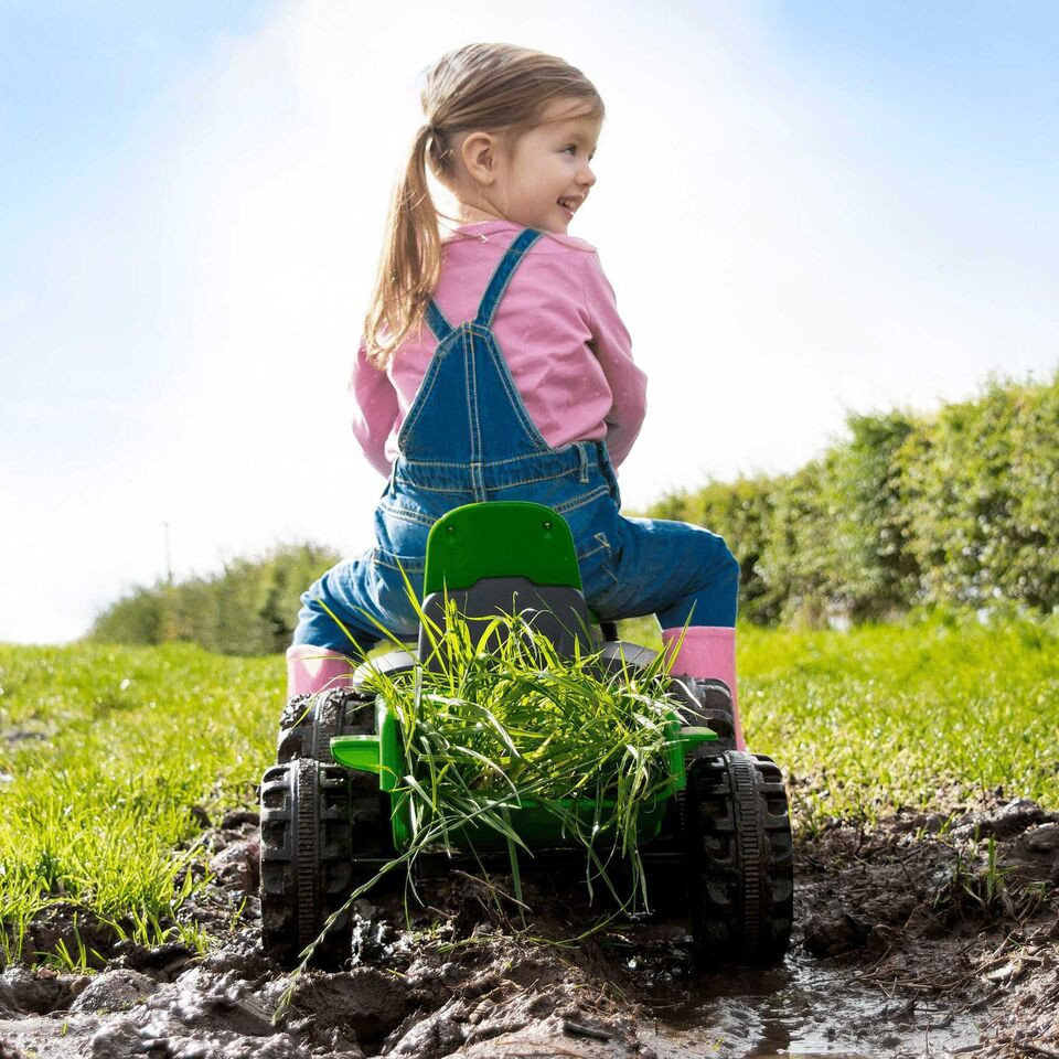 Girls Pink Colour 6v Battery Powered Ride on Tractor & Trailer - Kids ...