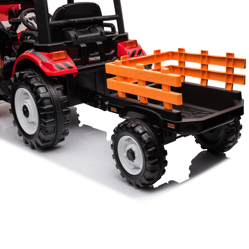 Red Child's Powerful 24v Sit-on Tractor Loader & Trailer