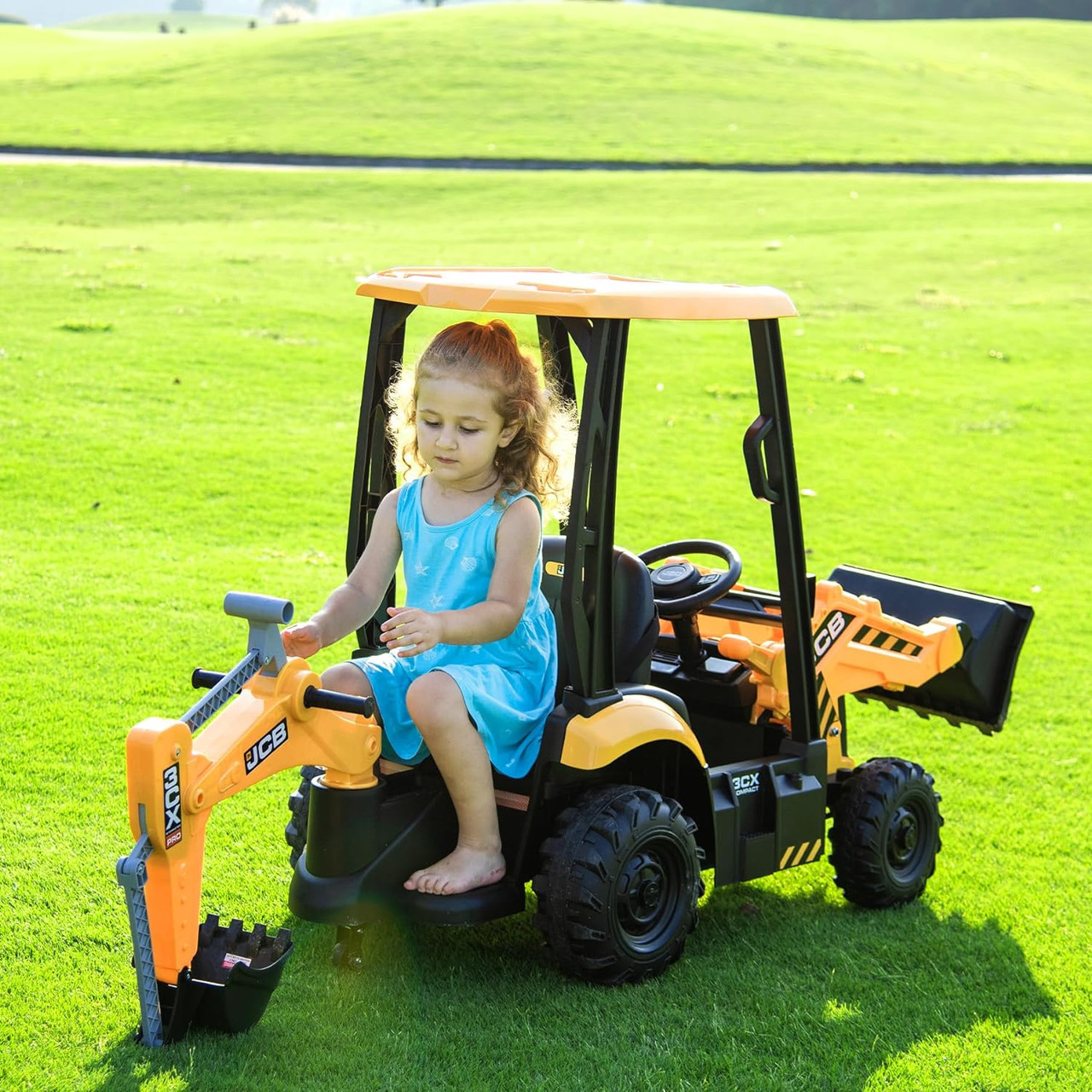 Kids Official JCB 12v Tractor Ride on Digger & Rear Excavator - Kids ...