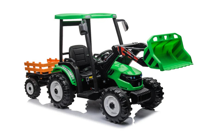 Red Child's Powerful 24v Sit-on Tractor Loader & Trailer