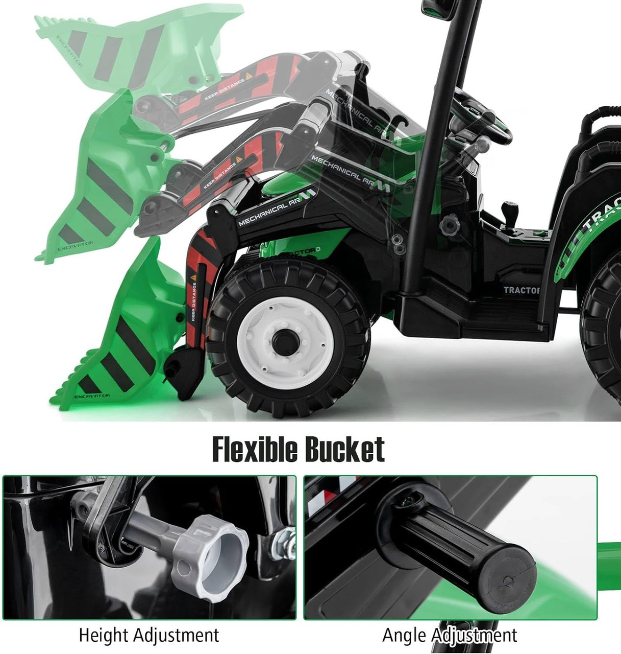 Red Child's Powerful 24v Sit-on Tractor Loader & Trailer