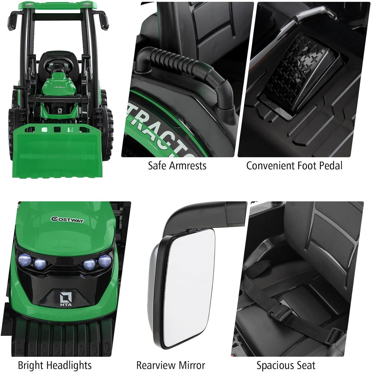 Red Child's Powerful 24v Sit-on Tractor Loader & Trailer