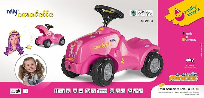 Girls Ride on Pink Sit & Scoot Mini Carabella Princess Tractor - Kids ...