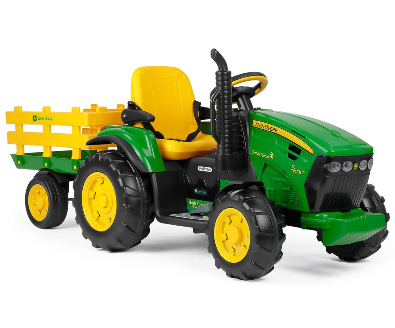 Kids Official 12v John Deere Tractor & Trailer & Remote Control - Kids ...