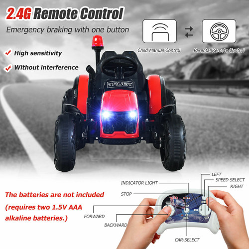 Child's Red 12 Volt Big-Wheel Tractor & Trailer With Remote Control ...